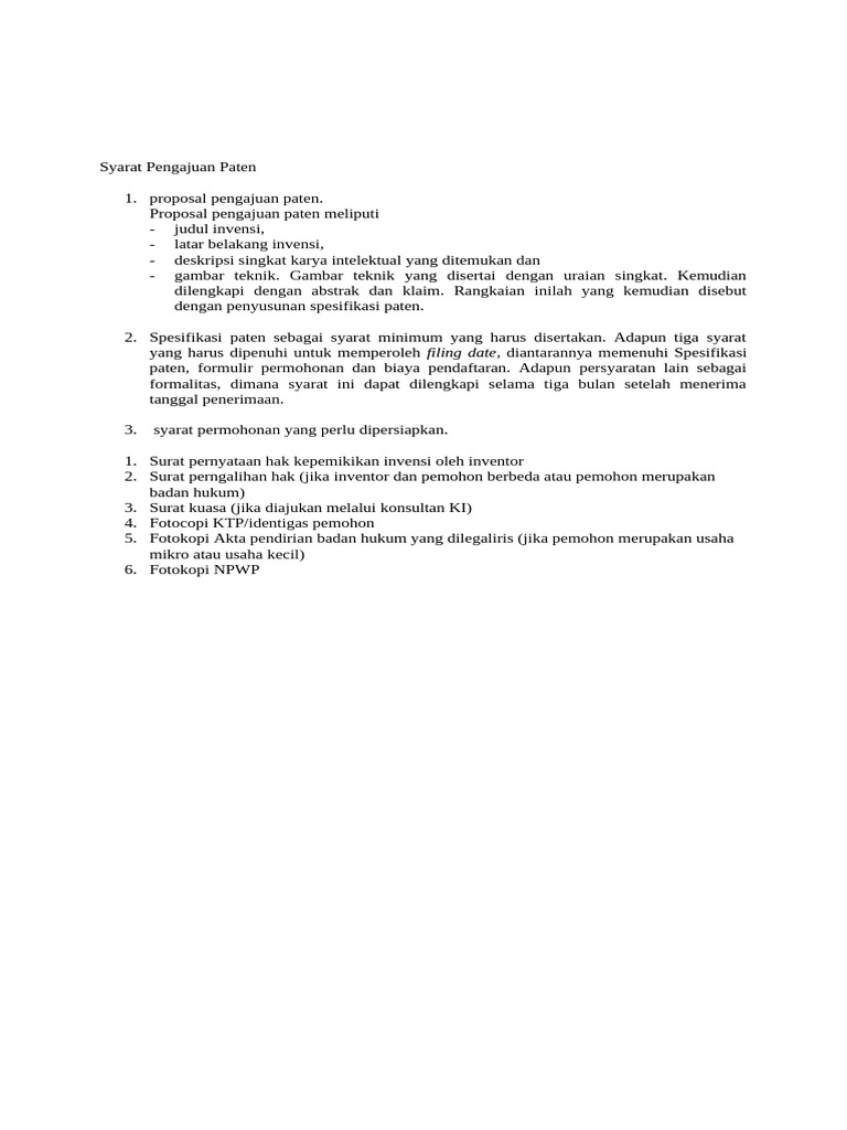 Syarat Pengajuan Paten | PDF