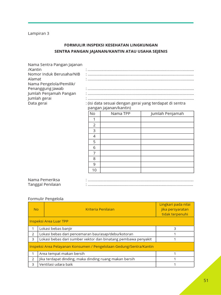 Formulir IKL Kantin | PDF
