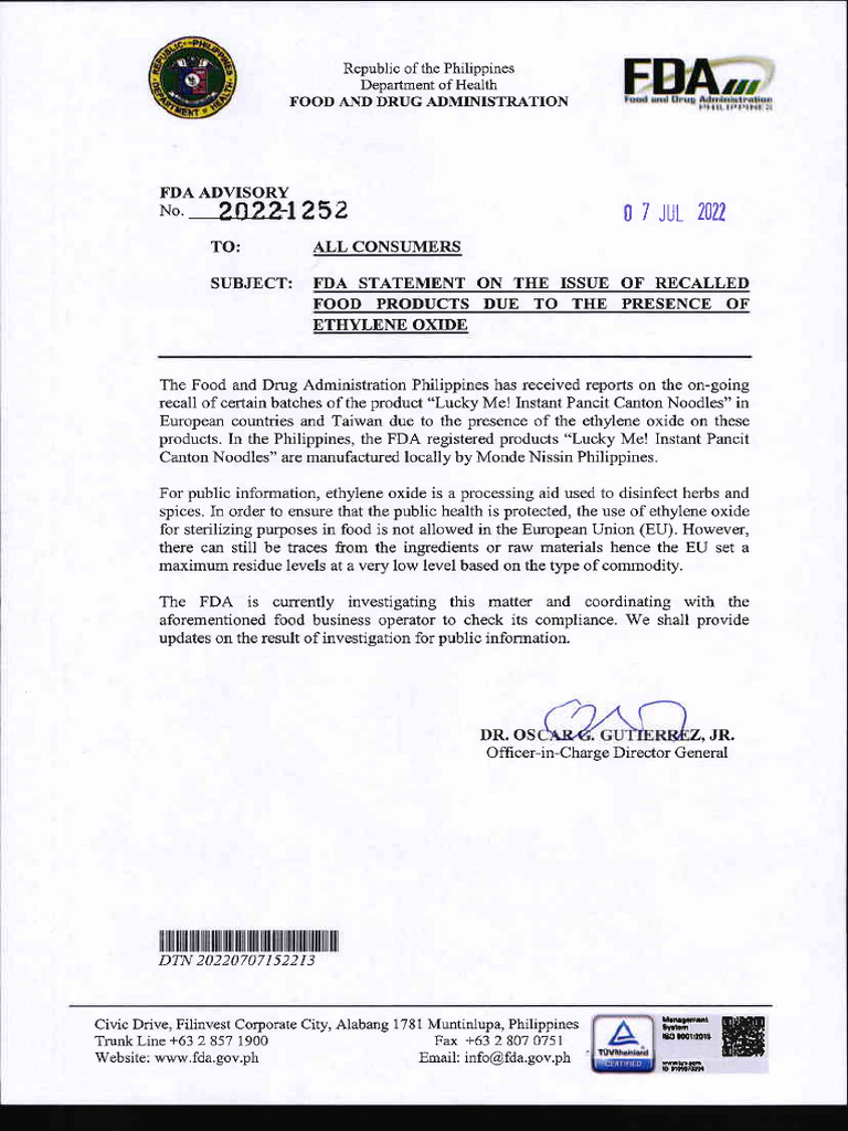 FDA Advisory No. 2022 1252 20220707152213 2 | PDF