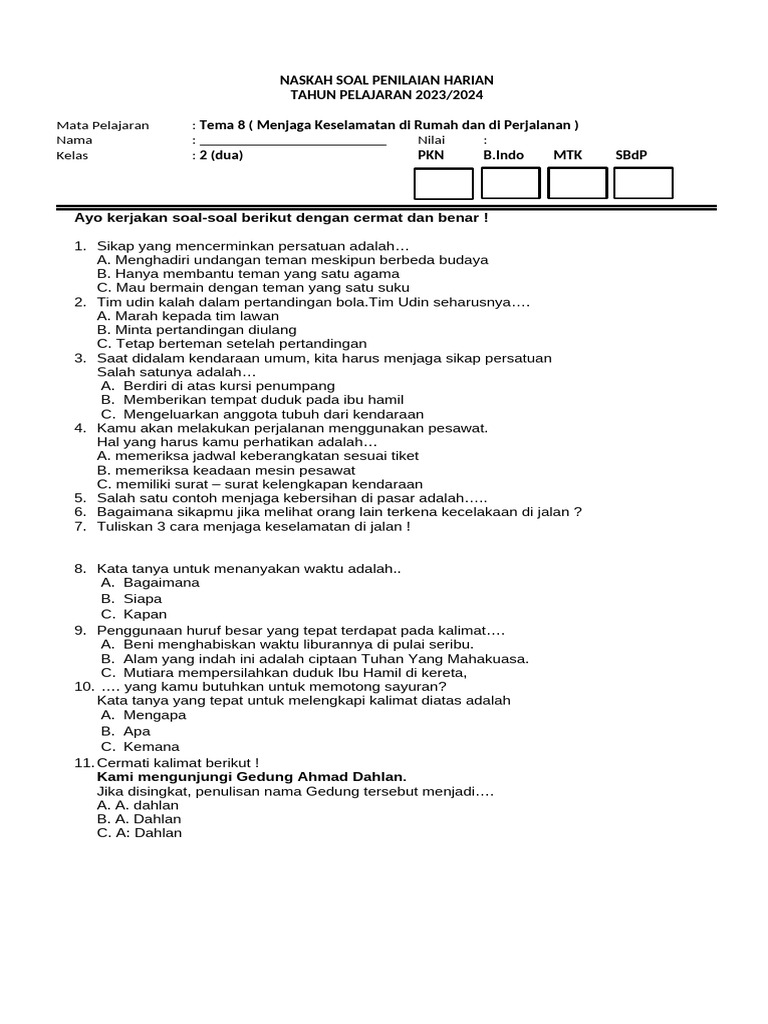 PH Tema 8 Kls 2 | PDF