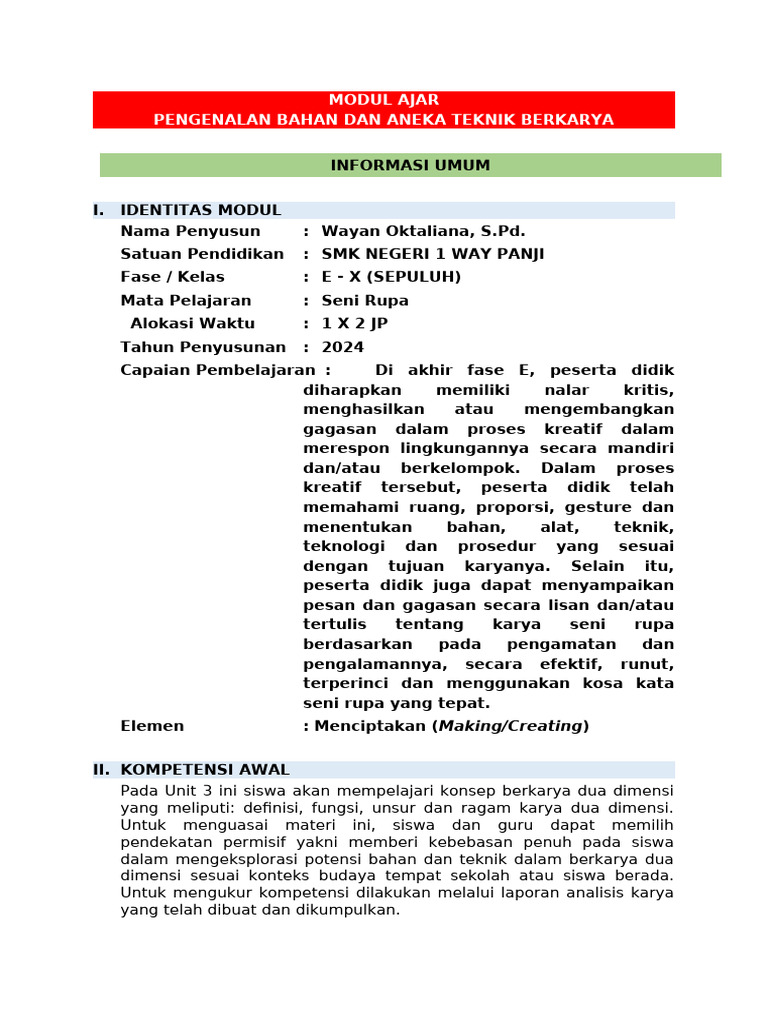 Modul Ajar PPG | PDF | Seni