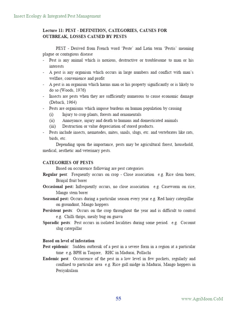 1 Pest and Categories of Pests | PDF | Pest (Organism) | Rice
