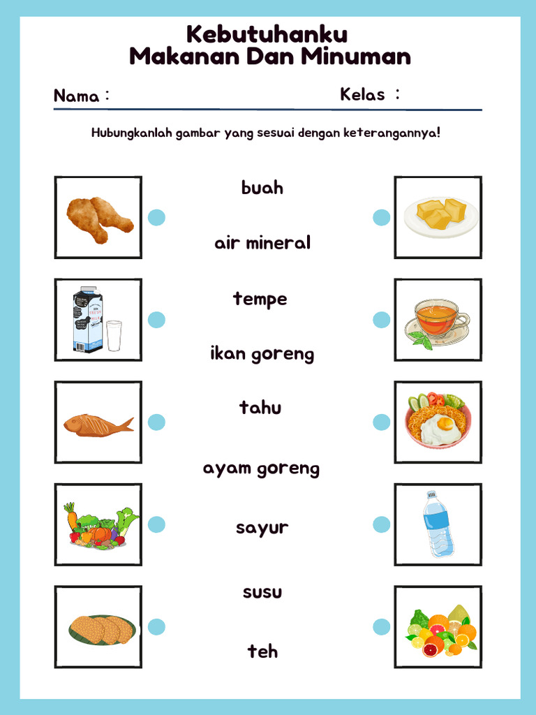 Lembar Kerja Tema Kebutuhanku Biru Sederhana | PDF