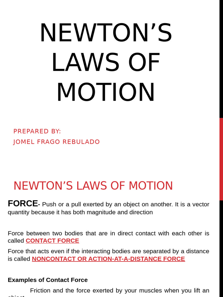 Lesson 5 Newtons Law of Motions | PDF | Force | Weight