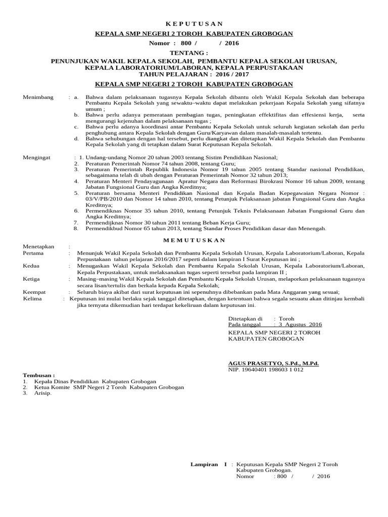 SK Wakil Kepala Sekolah Dan Pembantu Kepala Sekolah 2016 2017 | PDF | Sains & Matematika