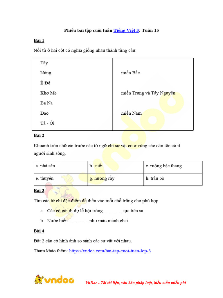 phieu-bai-tap-cuoi-tuan-tieng-viet-3-tuan-15 | PDF