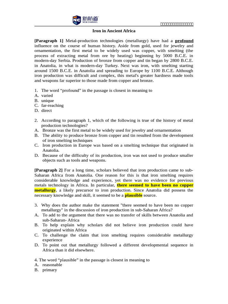 1.6 Iron in Ancient Africa | PDF | Smelting | Africa