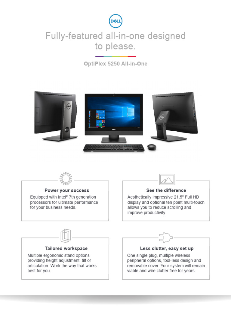 OptiPlex 5250 All in One Technical Specifications | PDF | Usb | Solid ...