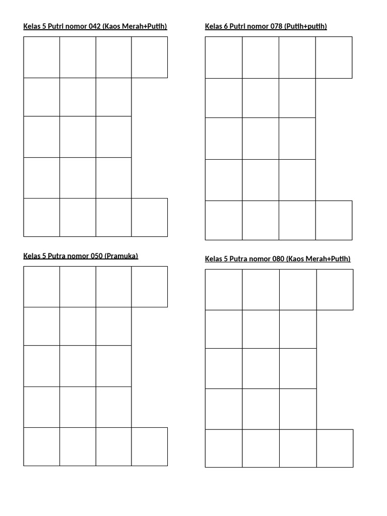 Kelas 5 Putri Nomor 042 | PDF