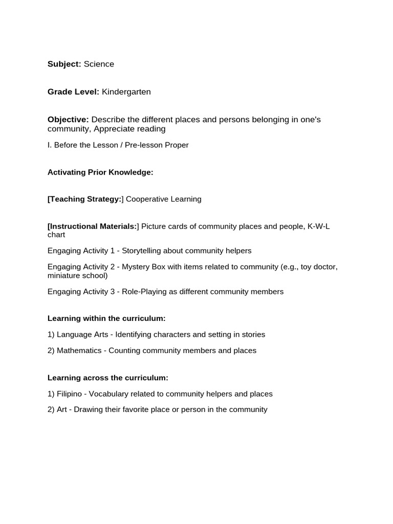 Lesson Plan | PDF | Learning | Curriculum