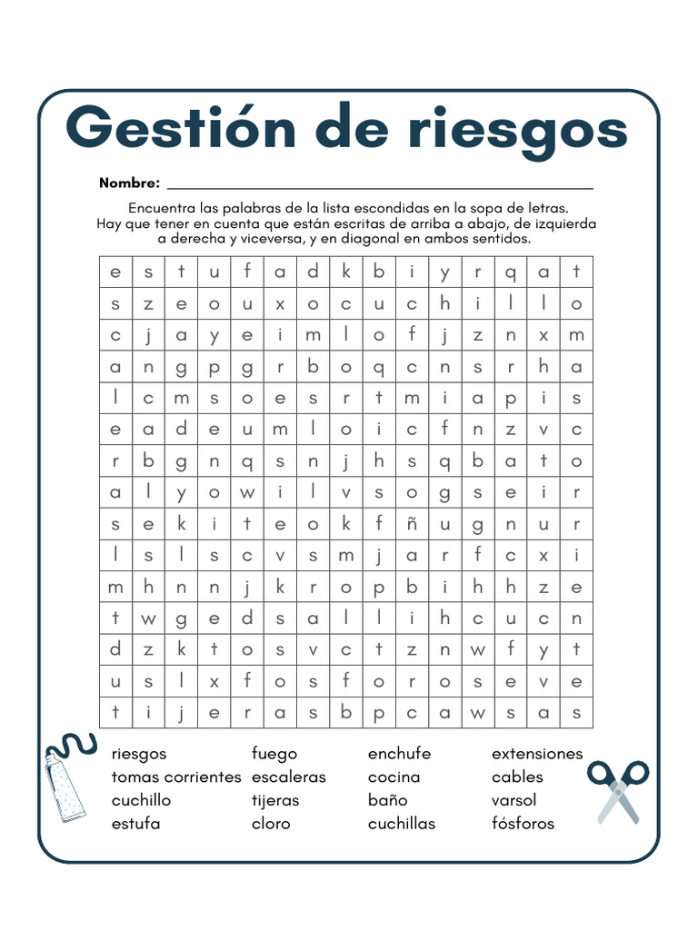 Sopa de Letras: Gestión de Riesgos | PDF | Filosofía