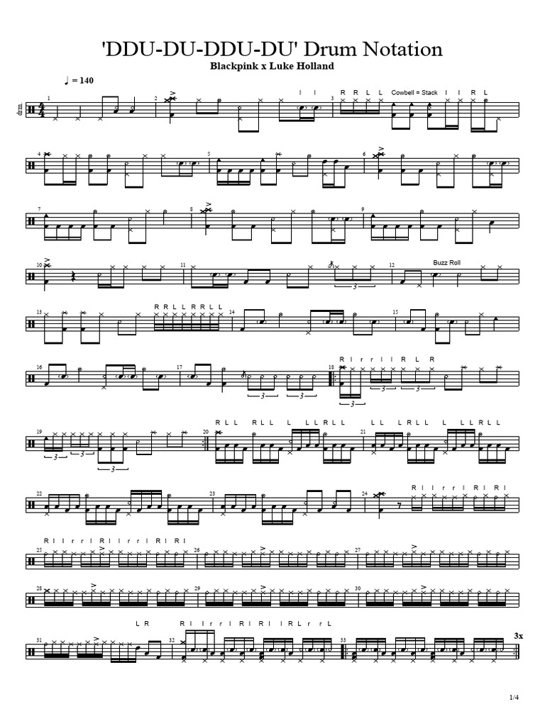 'DDU-DU-DDU-DU' Drum Notation | PDF