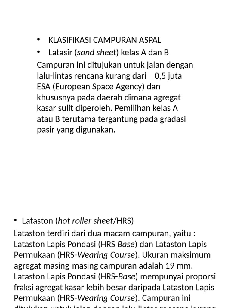 Klasifikasi Campuran Aspal untuk Jalan | PDF