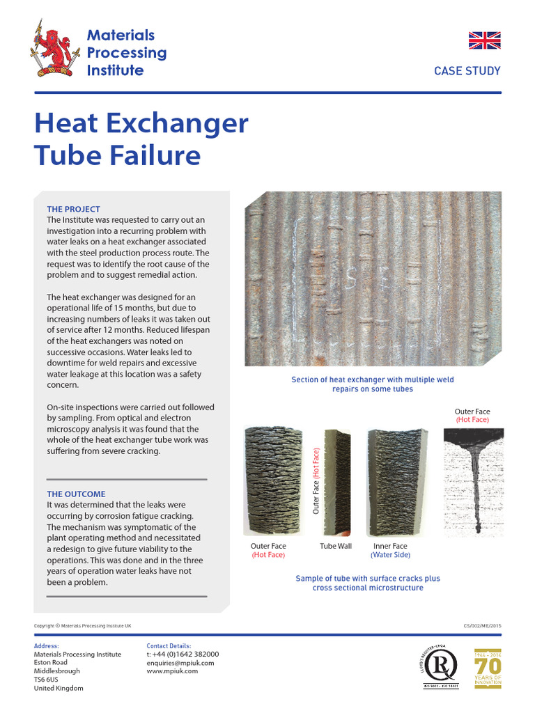 CS 002 ME 2015 Heat Exchanger Tube Failure | PDF | Leak | Heat Exchanger