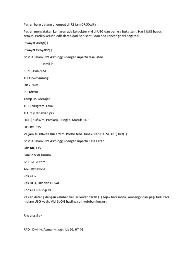 Pasien Baru Datang Dijemput DR RS Jam 09 | PDF | Kesehatan Holistik ...