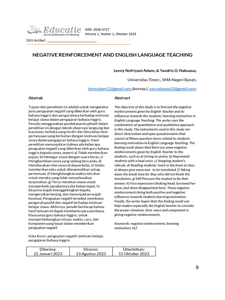 4-Article Text-8-1-10-20231119 | PDF | Reinforcement | Teachers