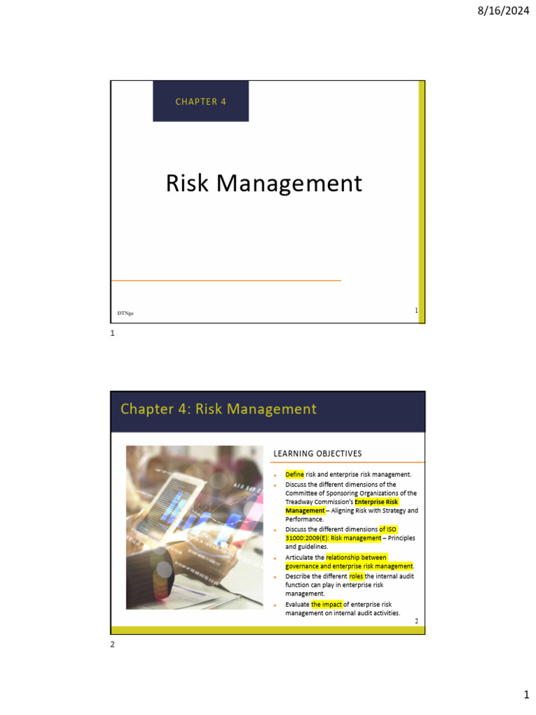 Slides - Chapter 4 - ERM | PDF | Internal Audit | Risk Management