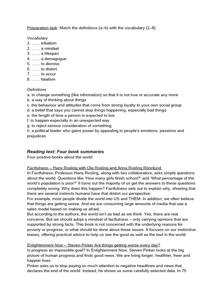 Vocabulary Matching Task for Definitions | PDF | Rationality | Optimism