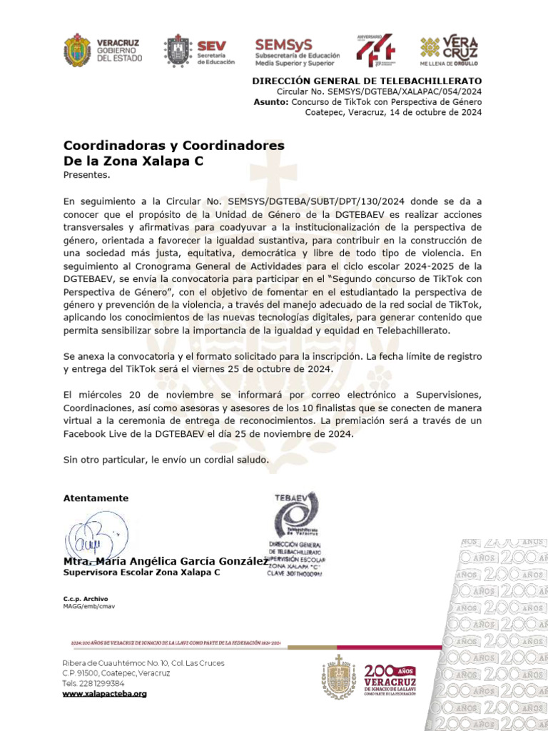 Circular 054-2024 Concurso TikTok Perspectiva de Genero 2024 | PDF | Negocios