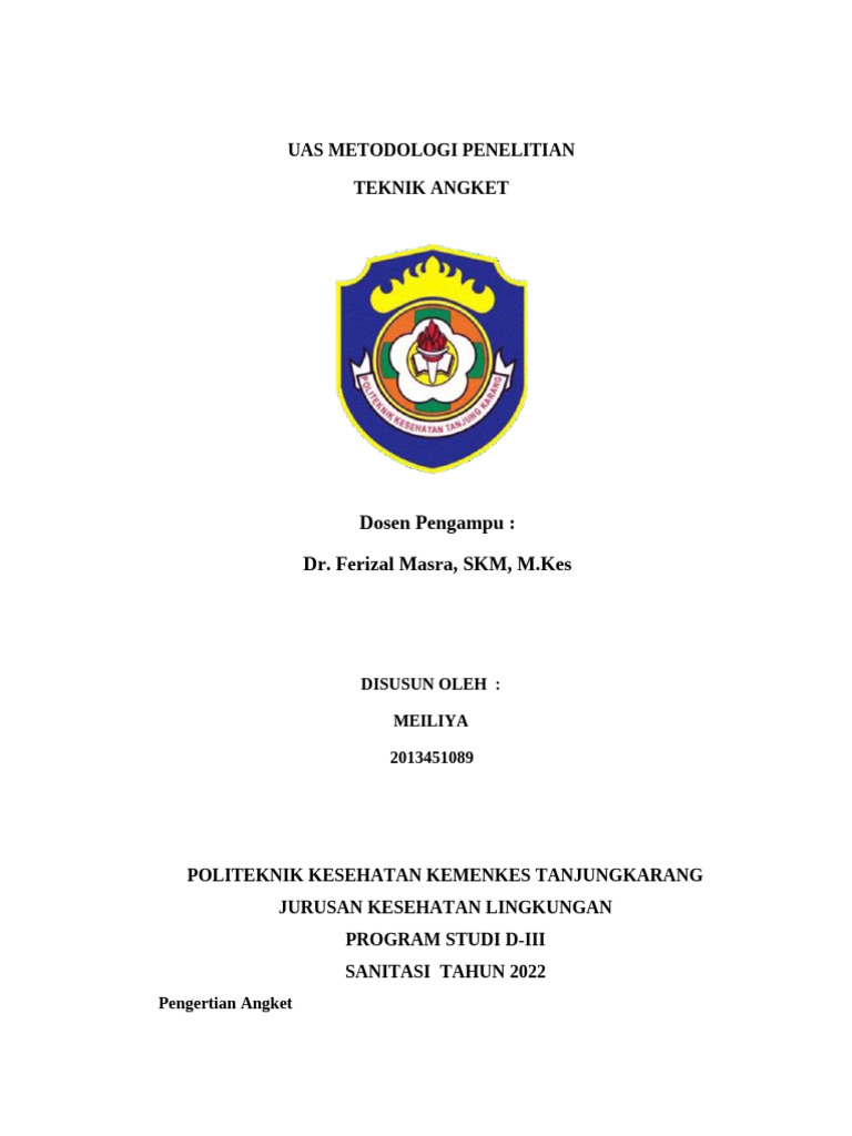 89 Uas Metodologi Penelitian Meiliya | PDF