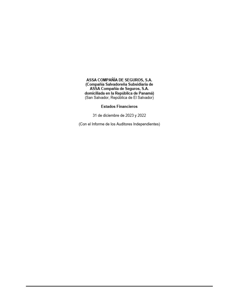 Estados Financieros ASSA Panamá 2023 | PDF | Seguro | normas ...