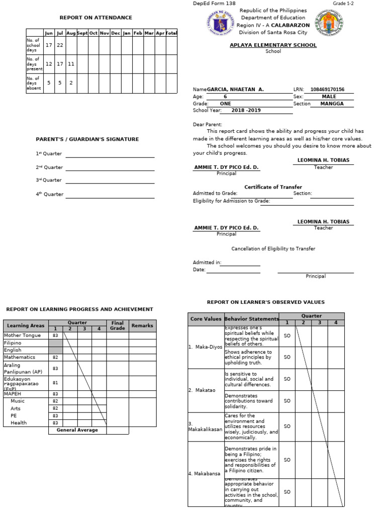 Grade 6 - Temporary Card | PDF | Science | Cognition
