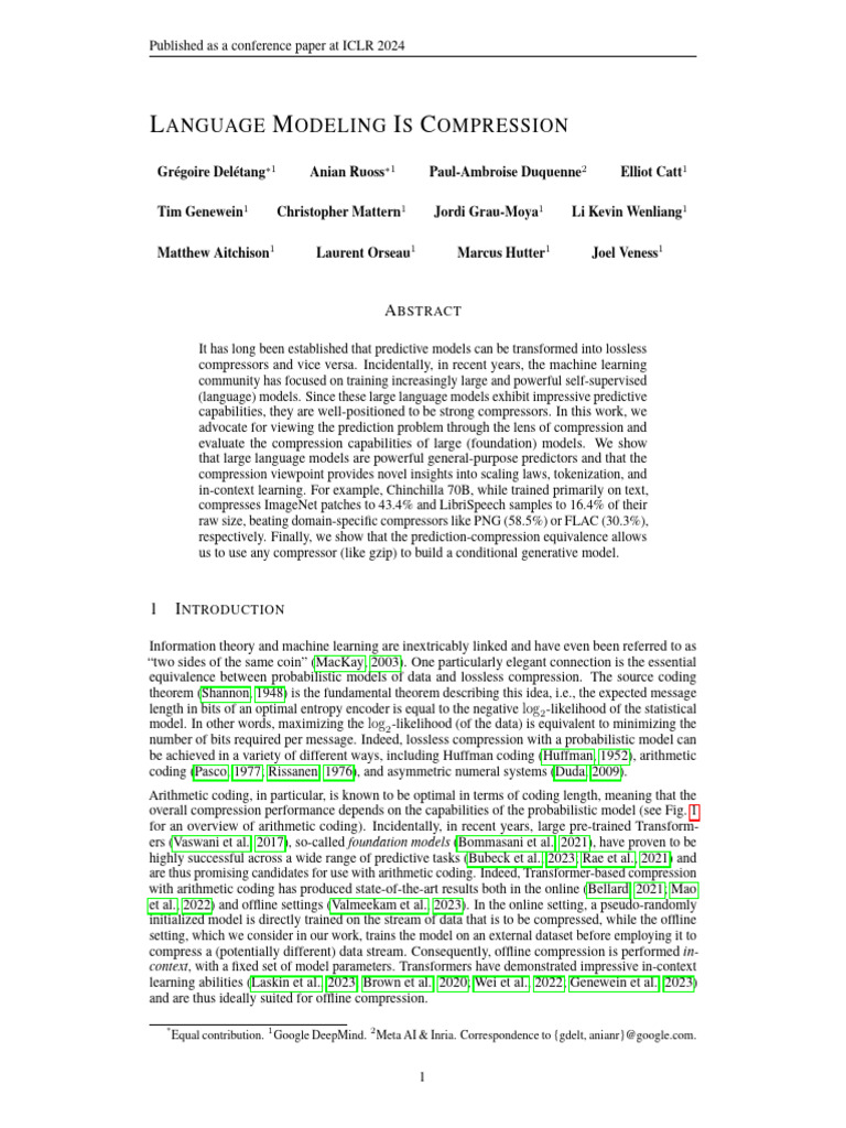 L M I C: Anguage Odeling S Ompression | PDF | Data Compression | Computer Science