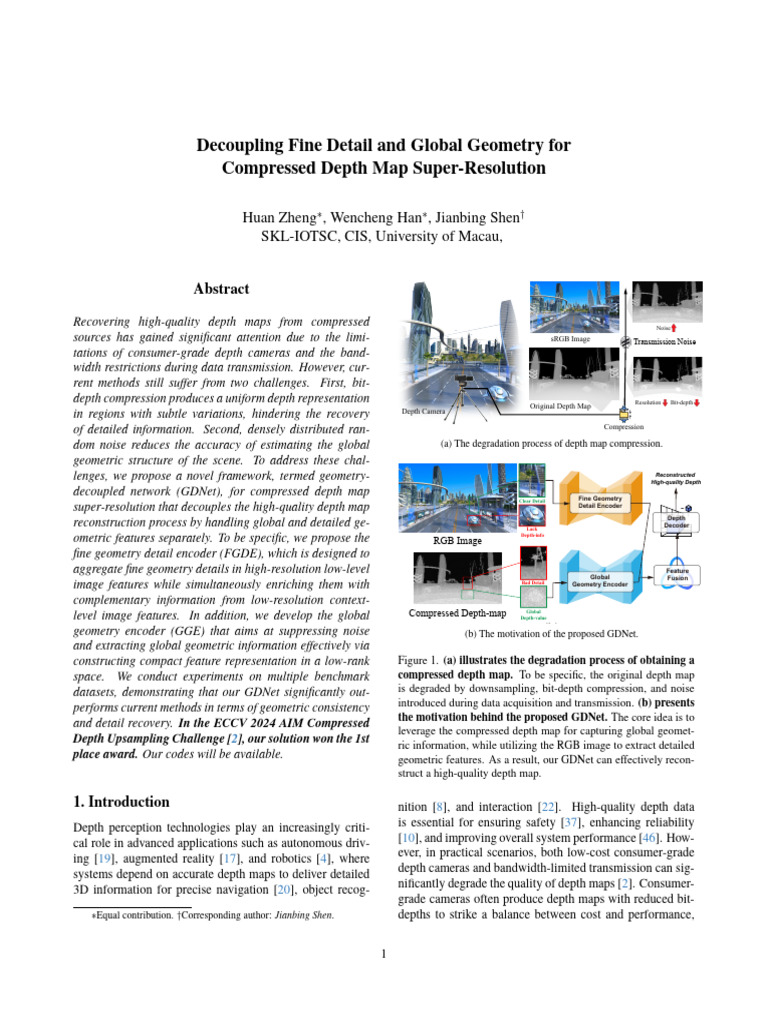 Decoupling Fine Detail and Global Geometry For Compressed Depth Map Super-Resolution | PDF ...