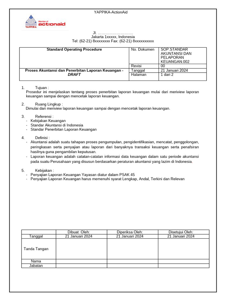 SOP - Proses Akuntansi Dan Penerbitan Laporan Akuntasi | PDF