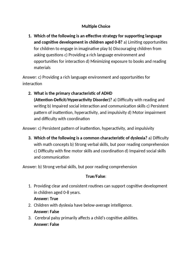 Exam Practice Questions. | PDF | Attention Deficit Hyperactivity ...