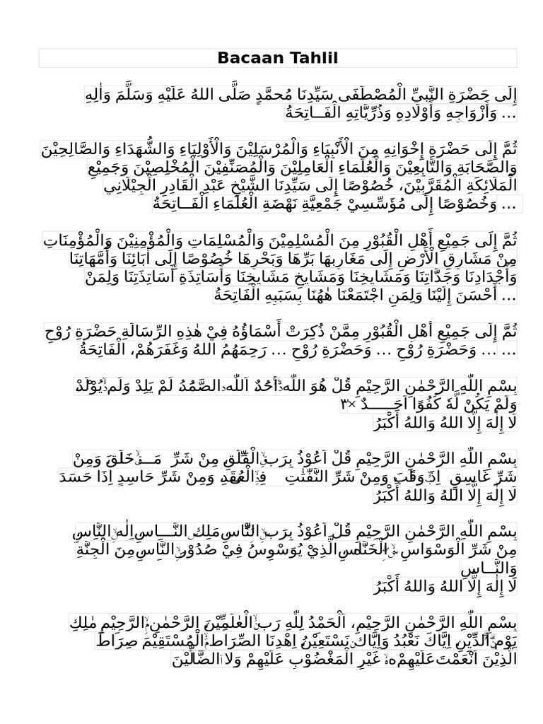 Bacaan Tahlil | PDF
