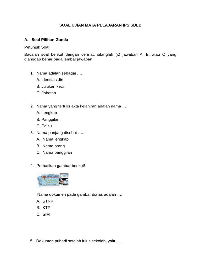 Soal Ujian Mapel Ips SD | PDF