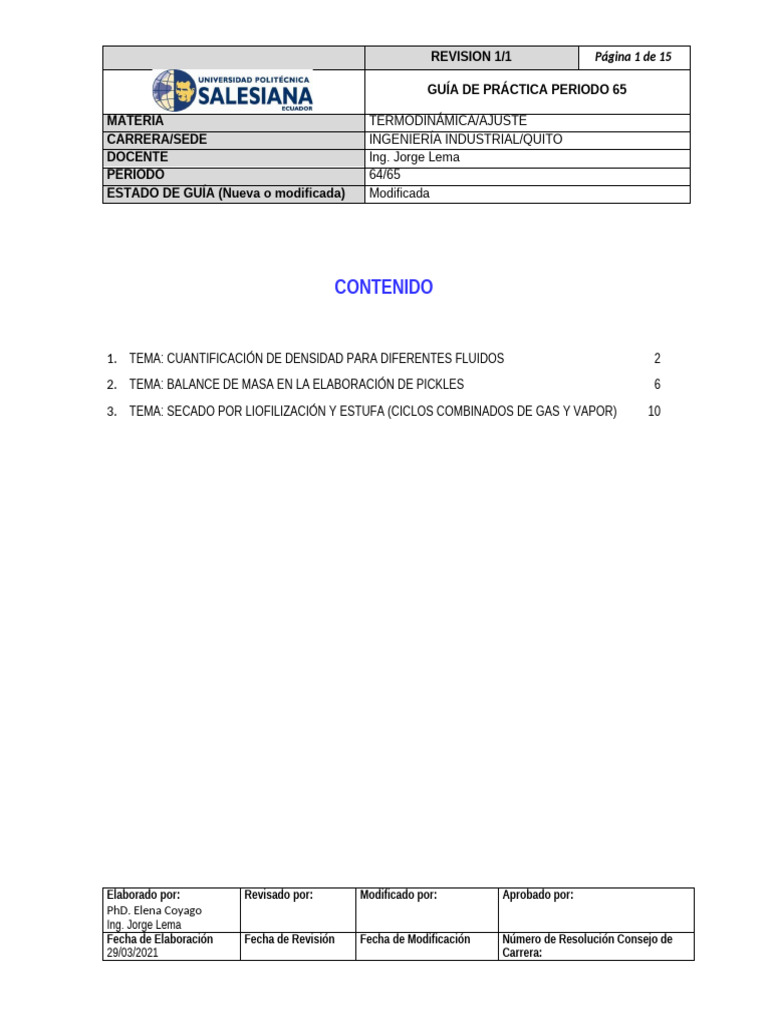 Guias de Practica TermodinÃ¡mica p65 | PDF | Decapado | Agua