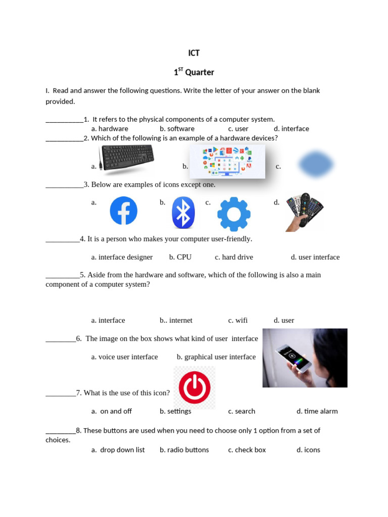 Ict First Quarter Exam | PDF | Games & Activities | Technology & Engineering