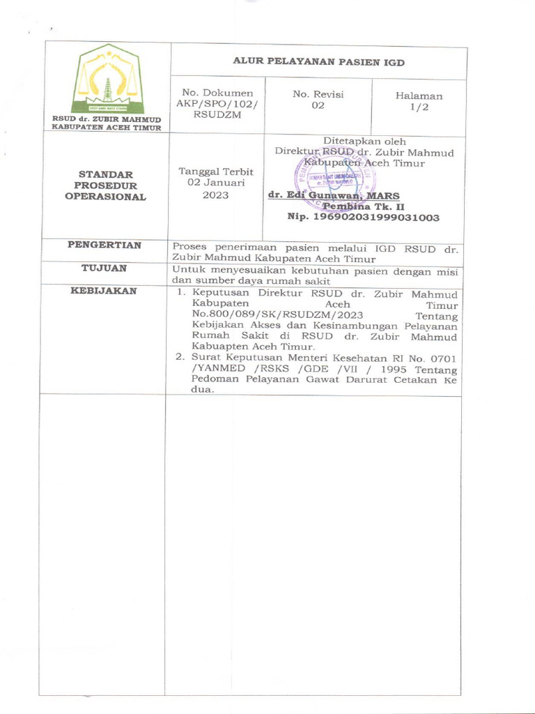 Spo Alur Pelayanan Igd | PDF