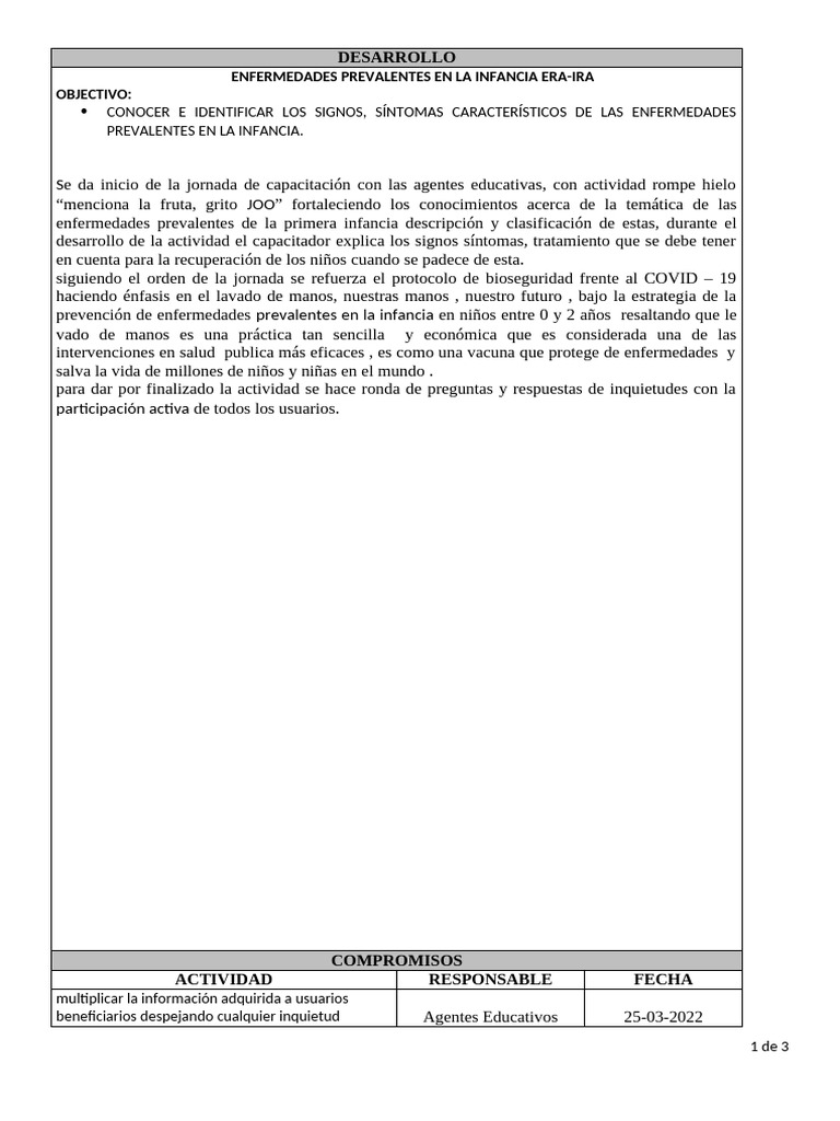 Acta de Emfermedades Eda - Ira | PDF