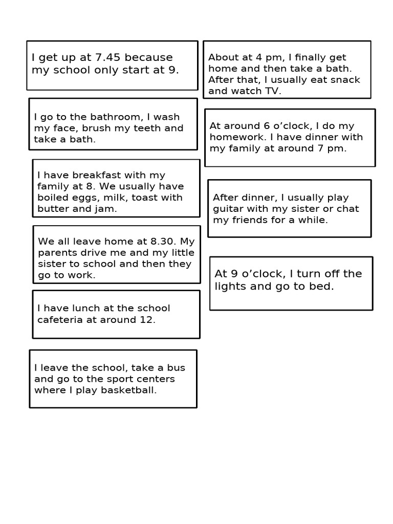 Daily Routine Worksheet | PDF | Cooking, Food & Wine | Lifestyle