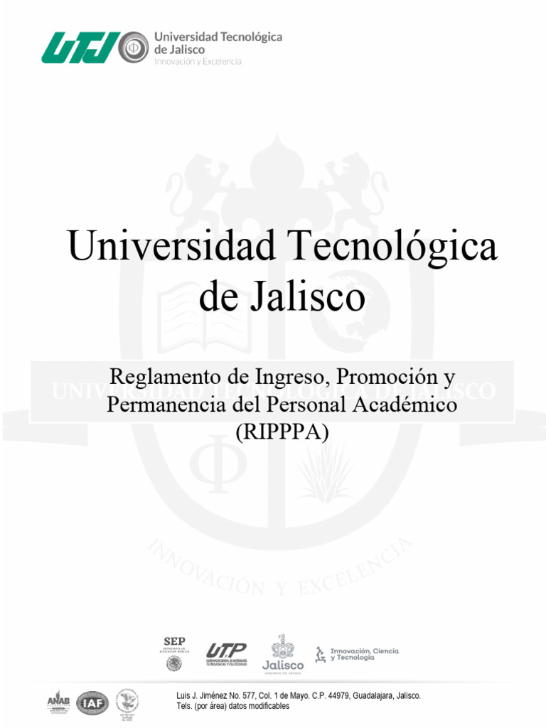 Reglamento RIPPPA UTJ May21 | PDF | Maestros | Licenciatura
