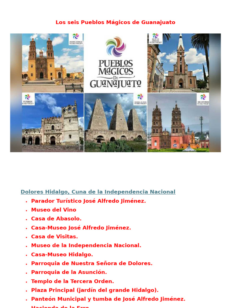Los Seis Pueblos Mágicos de Guanajuato | PDF | Cocina, comidas y vino | Religión y espiritualidad