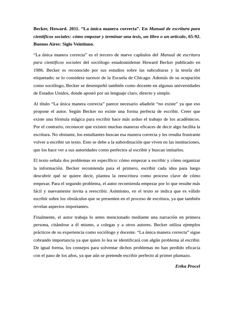 Howard Becker Reseña | PDF