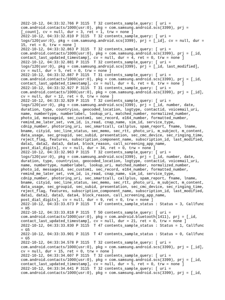 Samsung Contacts Query Logs | PDF | Computing