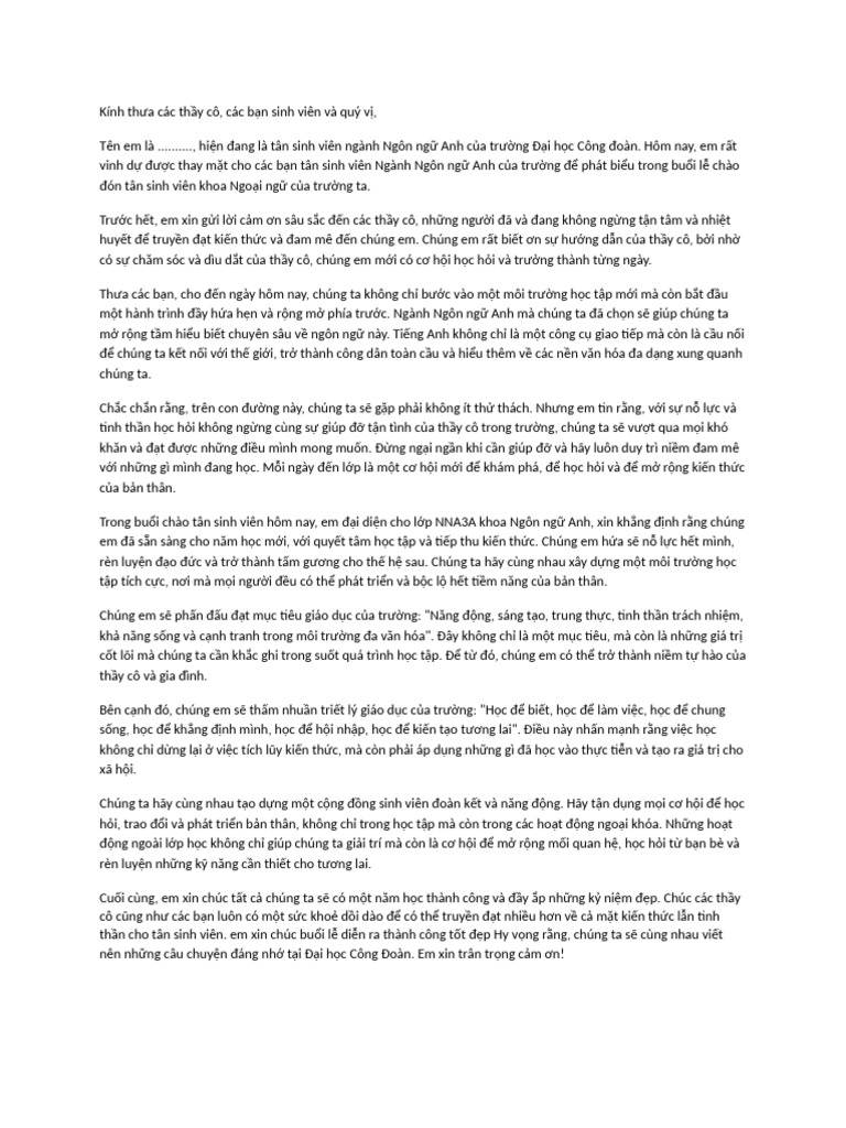 Bài Phát Biểu NNA3A | PDF