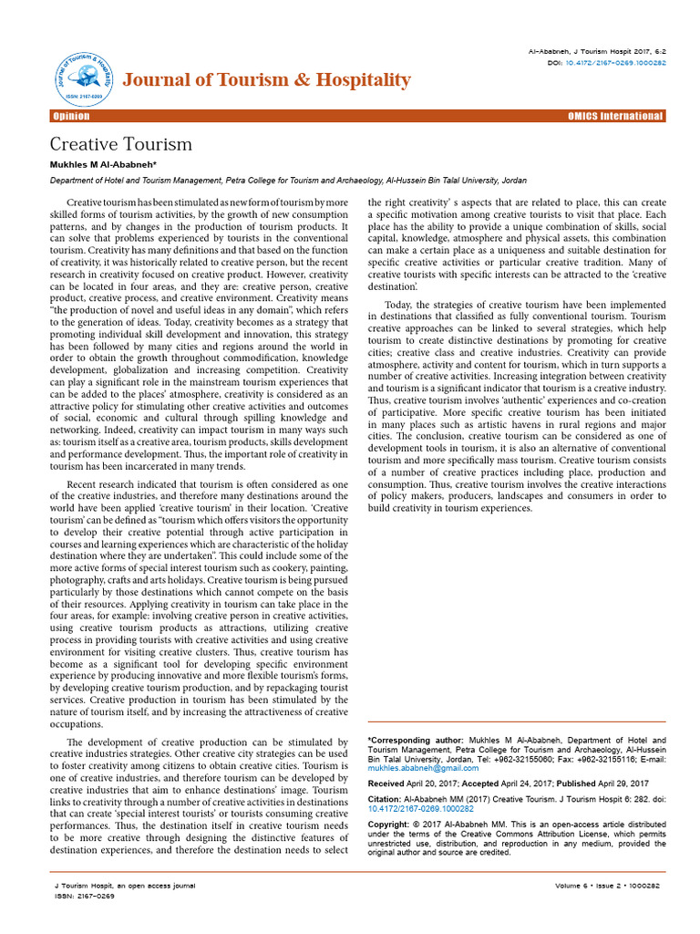 Creative Tourism 2017 | PDF | Tourism | Creativity