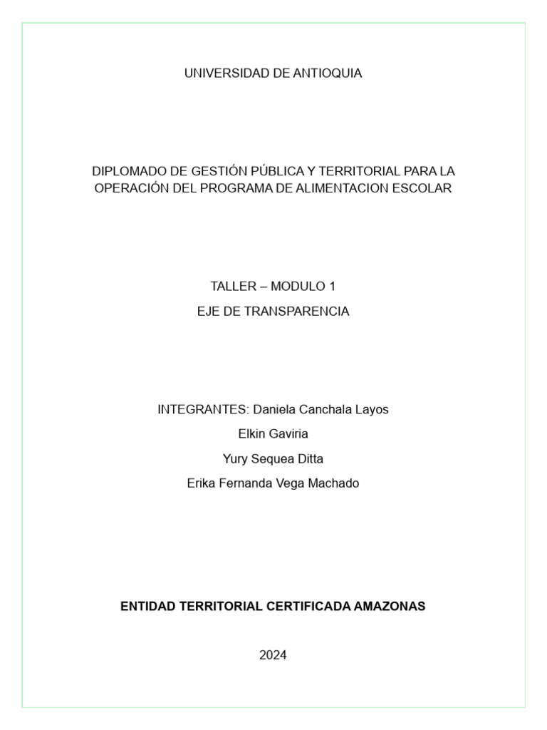 Taller Modulo 1 - Eje de Transparencia | PDF | Alcalde | Ejecutivo (gobierno)