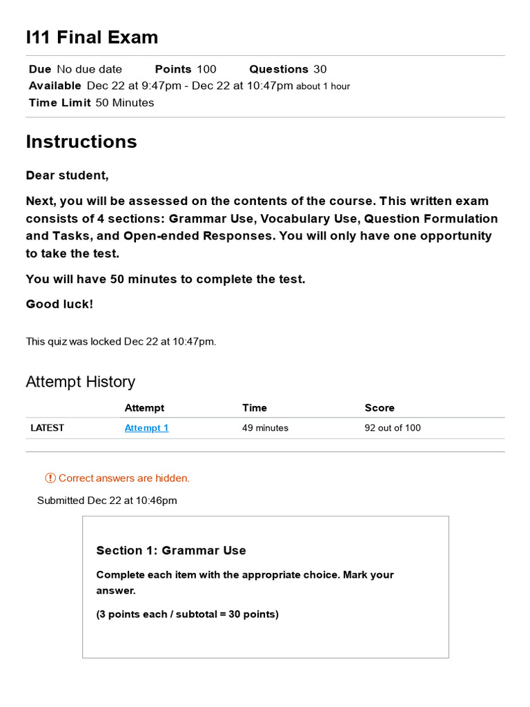 I11 Final Exam - Virtual 202112 Intermedio 11 21 - 15-22 - 45-Corregido | PDF | Question | Crimes