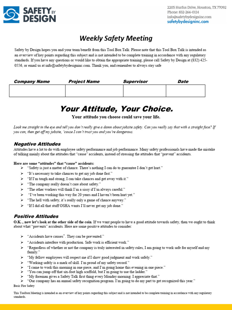 Positive Attitudes for Jobsite Safety | PDF