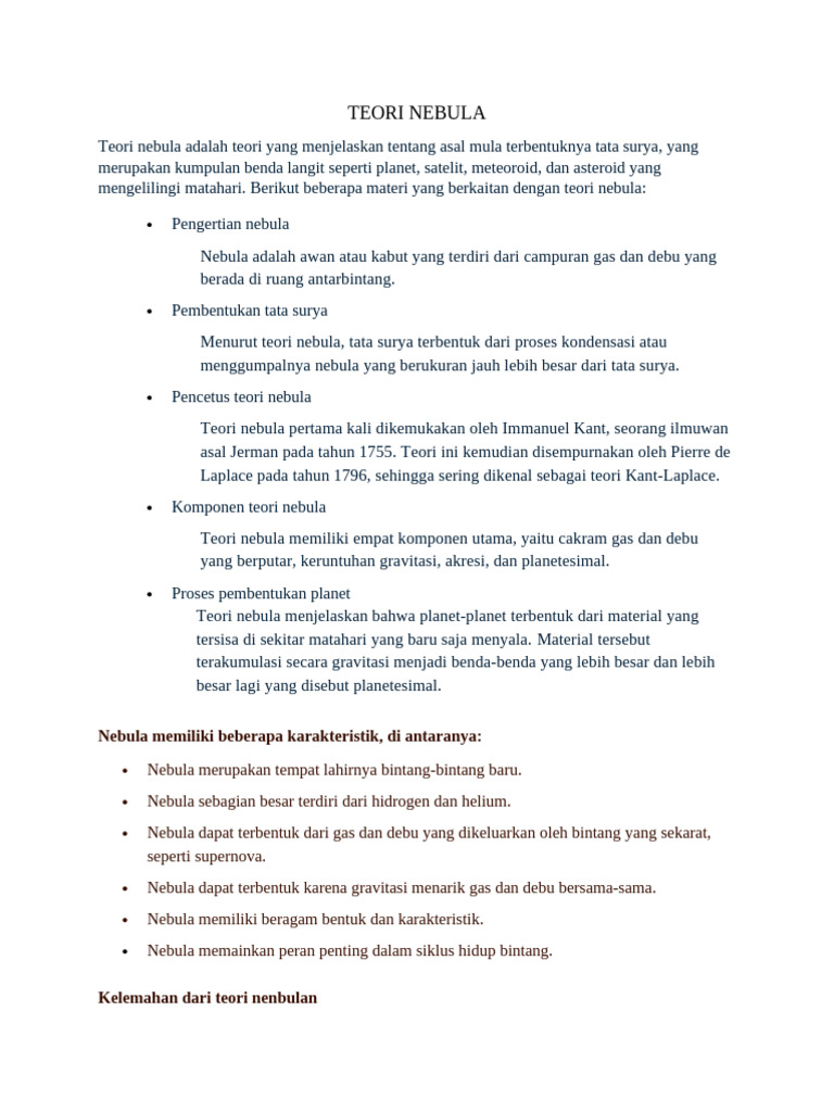 Teori Nebula dan Tata Surya | PDF