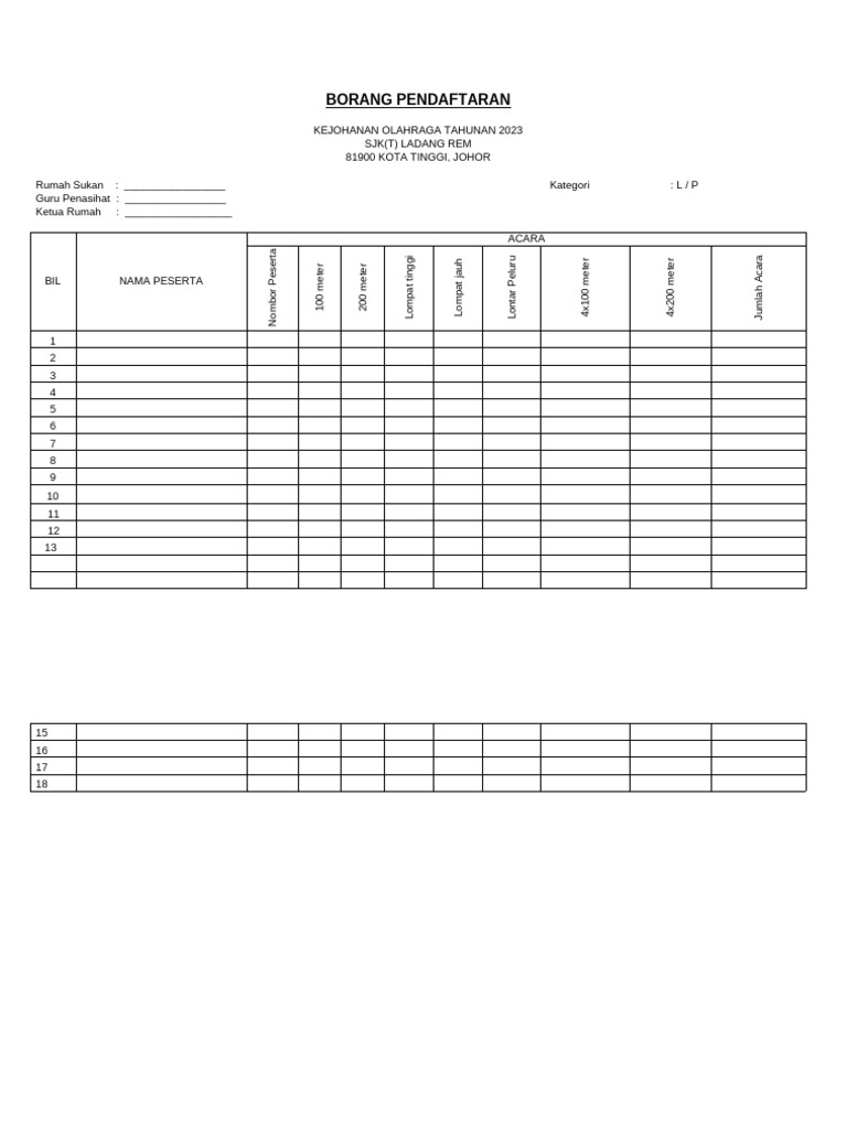 Borang - SJKT Rem | PDF