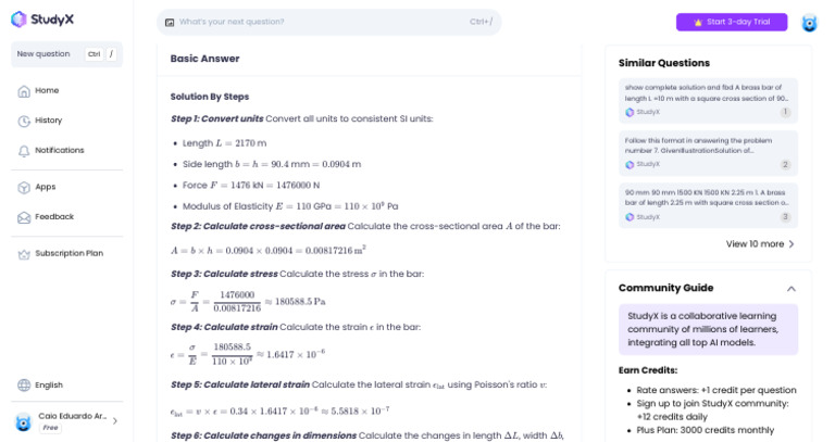 Homework Space - StudyX | PDF | Young's Modulus | Elasticity (Physics)