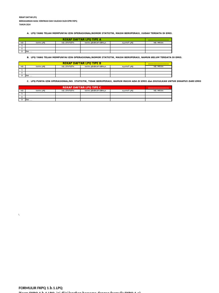 LPQ - Instrumen Sinkronisasi Data LPQ 2024 (Agar Data EMIS Data Real) | PDF